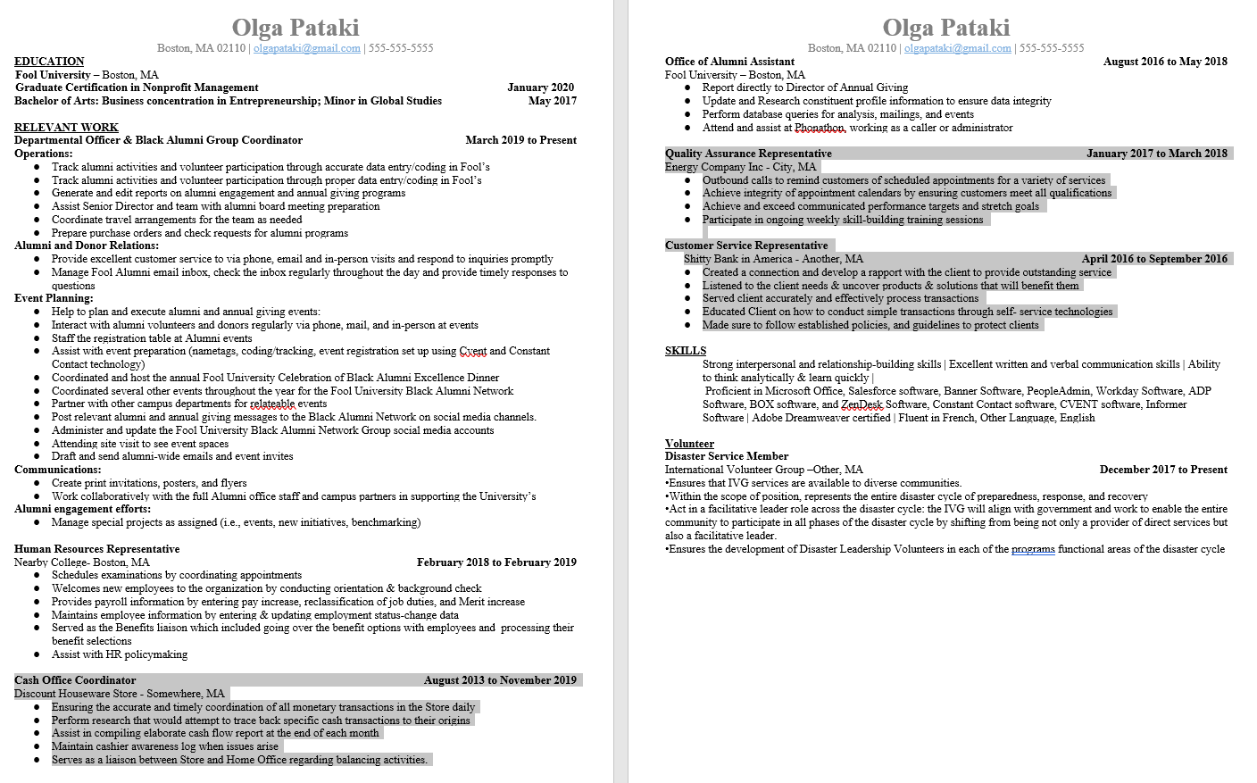 Resume Case Study: From College Administration to Government Analyst ...